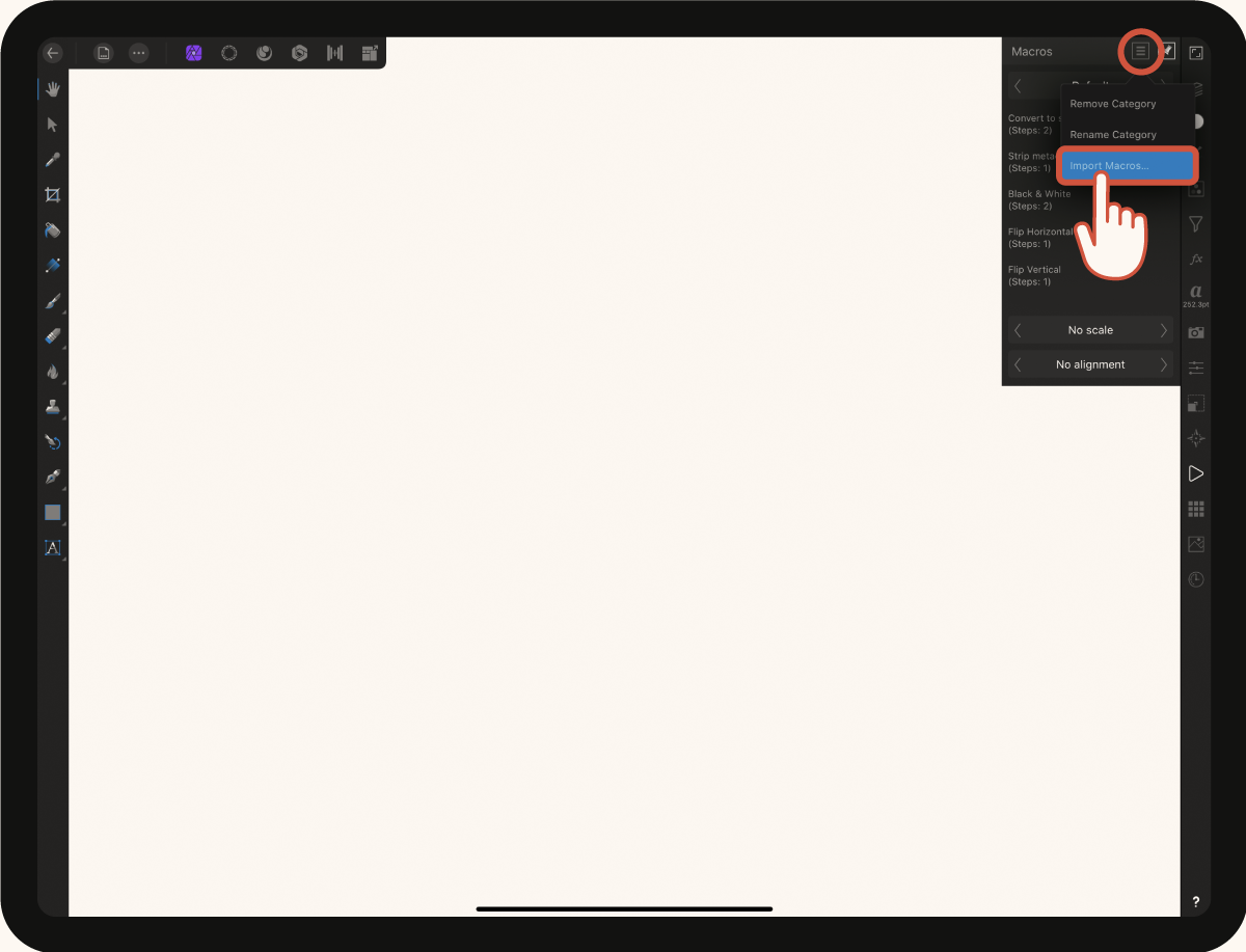 How To Install Macros In Affinity Photo For IPad via Direct Download 